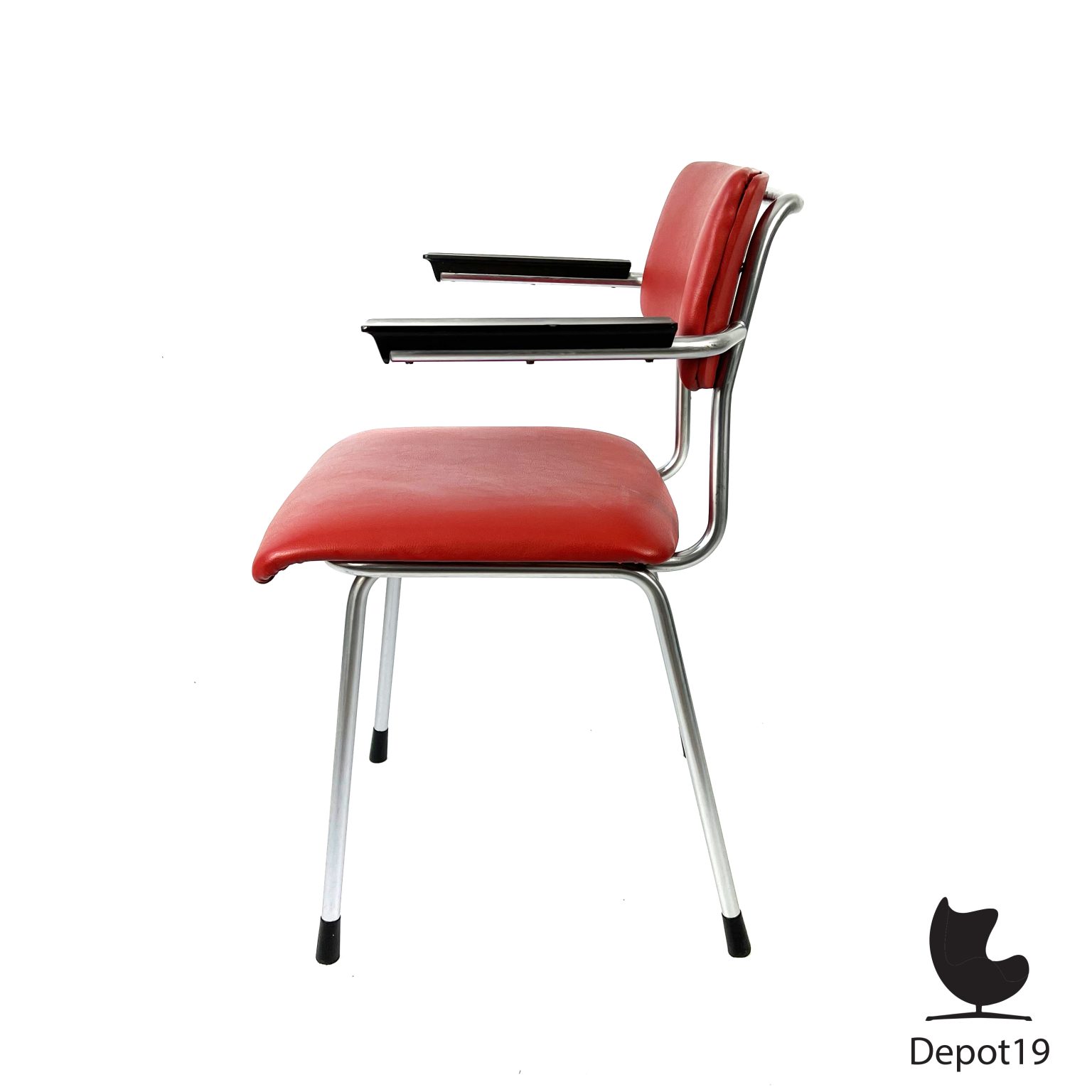 Gispen André Cordemeyer 1235 rode stoel jaren zestig - Depot19.com