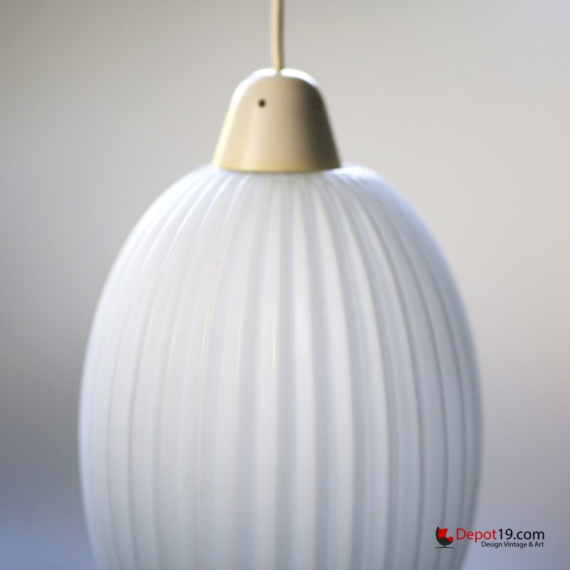 Philips Louis Kalff hanglamp geribbeld glas Vintage 1950s - Depot19.com