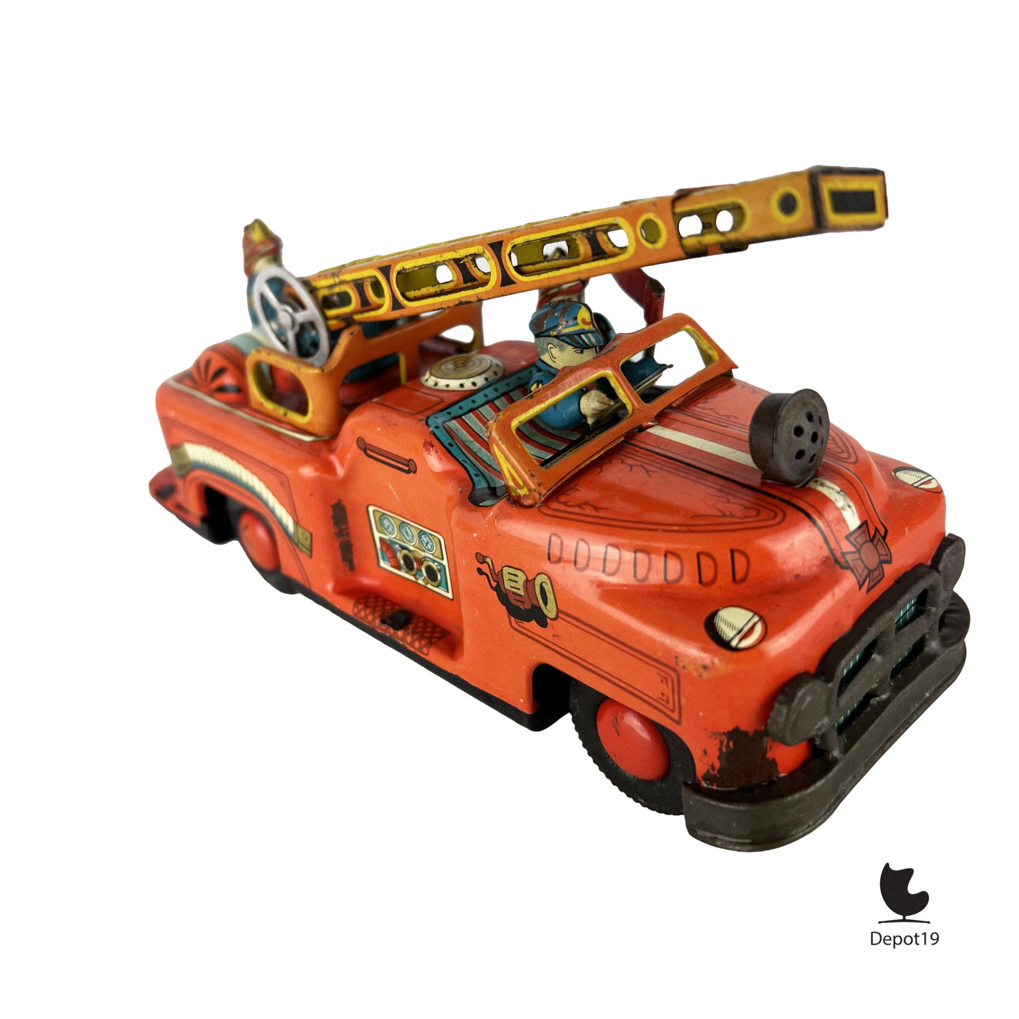 TN Nomura blikken brandweerwagen Japan jaren 50 mechanisch - Depot19.com
