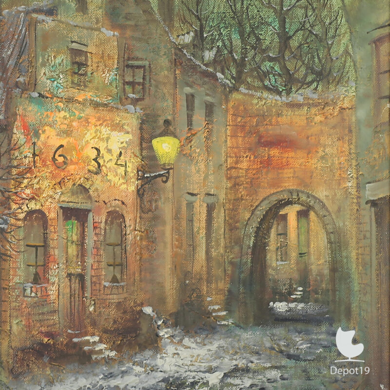 Jacob van der Messe schilderij Oud Hollands straatje 1970s - Depot19.com