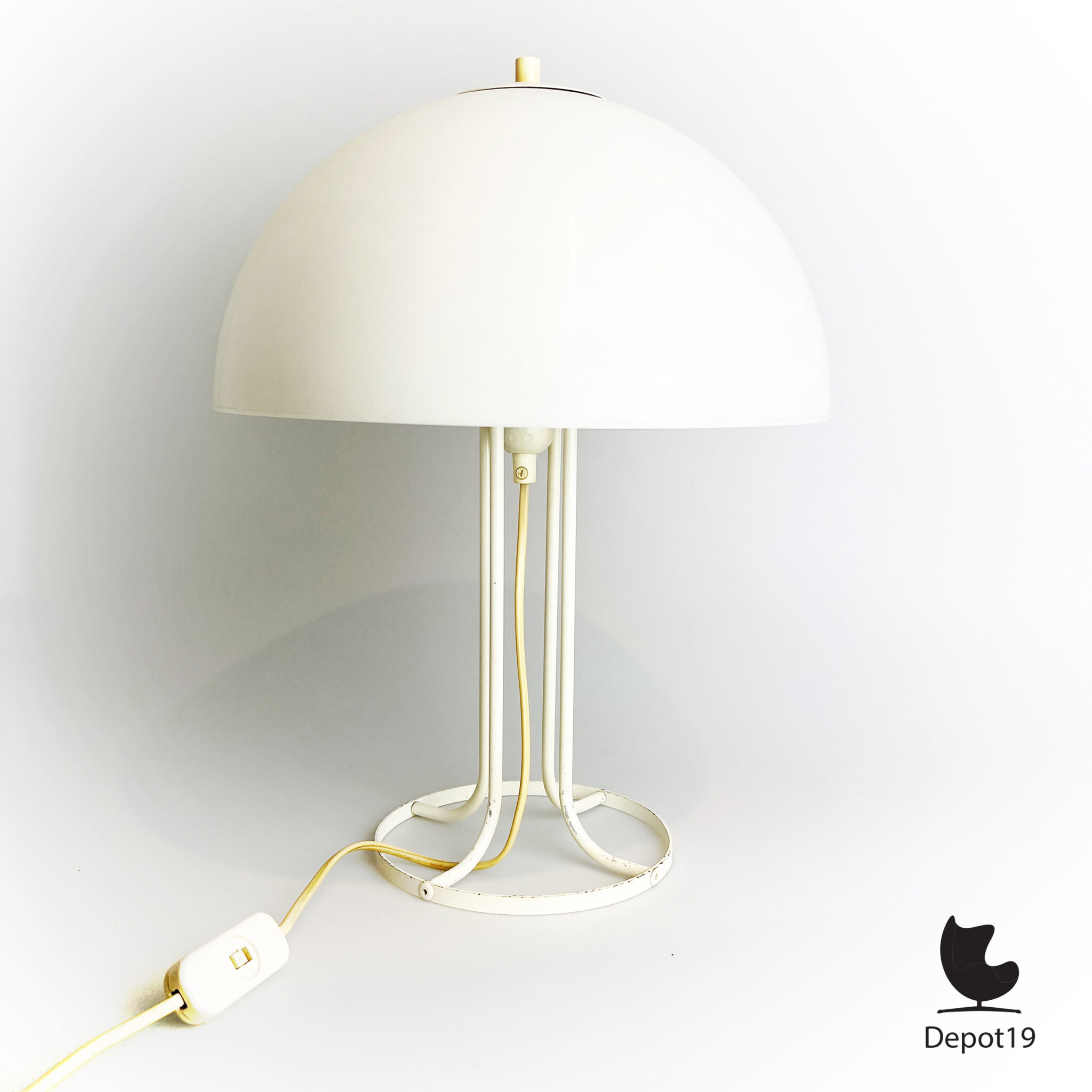 Dijkstra mushroom tafellamp jaren 70 wit metaal Nederlands design ...