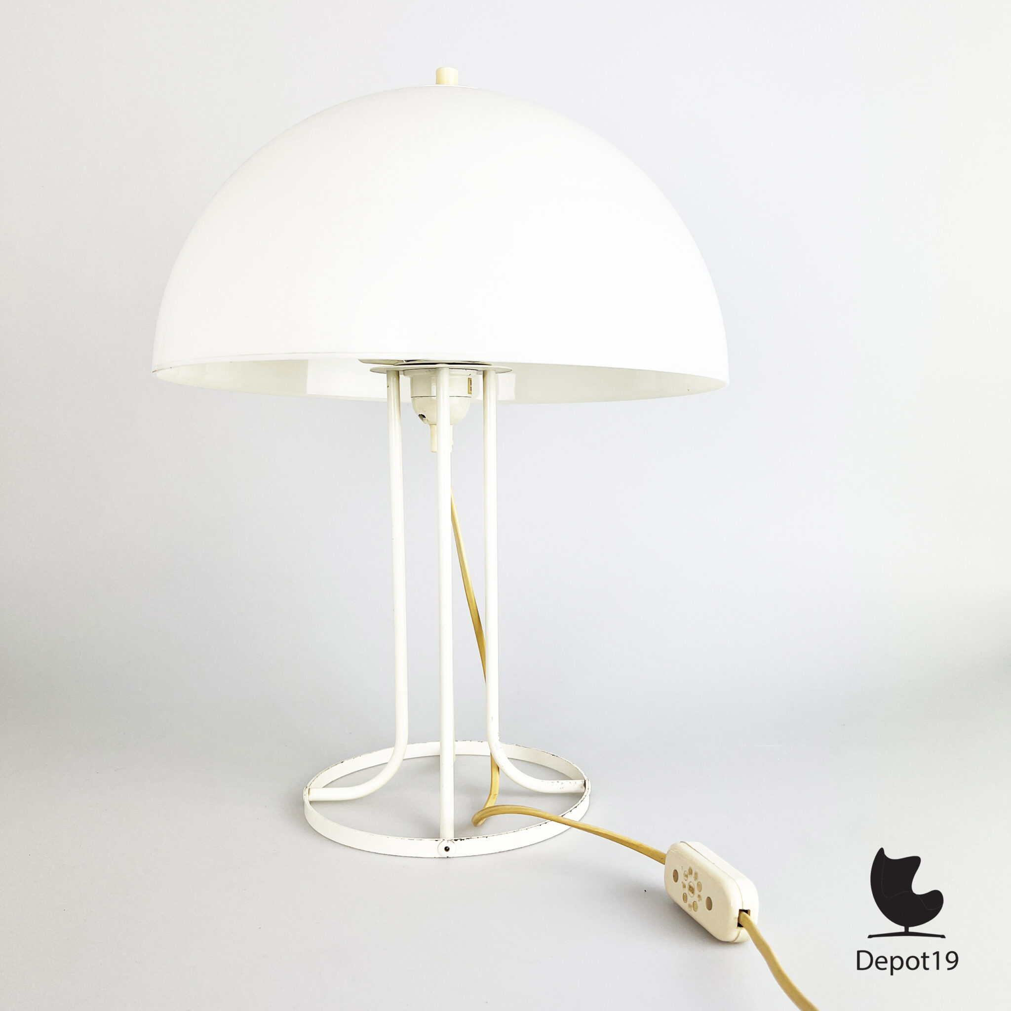 Dijkstra mushroom tafellamp jaren 70 wit metaal Nederlands design ...
